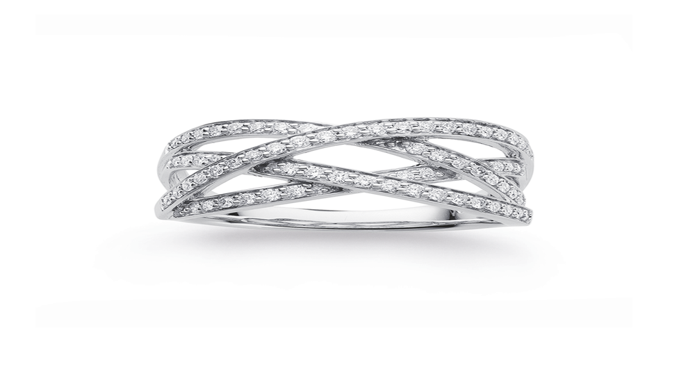 18ct White Gold, Diamond Crossover Ring Tdw=.45ct in White | Stewart ...