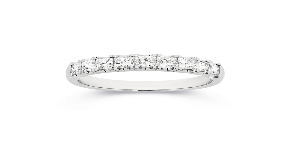 18ct White Gold Diamond Princess Cut Band | Stewart Dawsons
