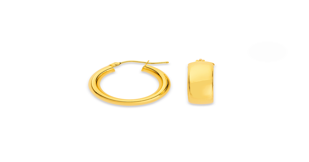 9ct, 6x15mm Half Round Hoop Earrings | Stewart Dawsons