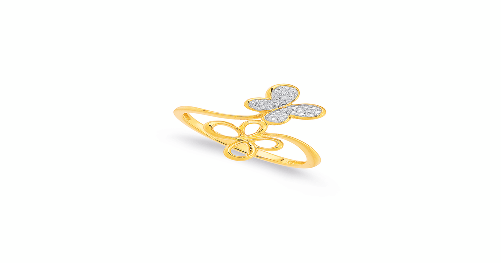 9ct, Diamond Double Butterfly Ring | Stewart Dawsons