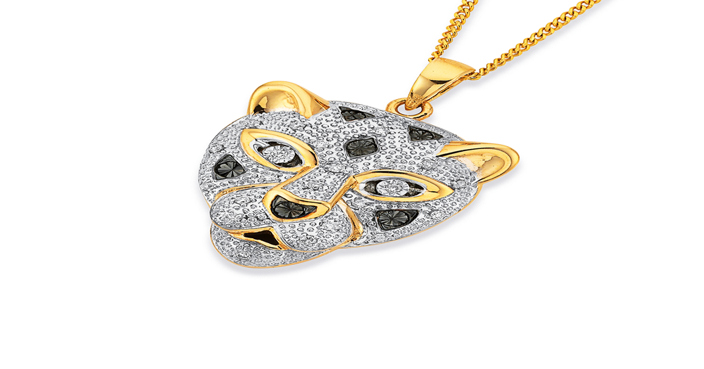 9ct, Diamond Leopard Head Pendant | Stewart Dawsons