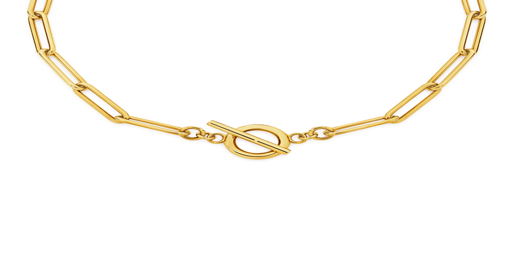 9ct Gold 48cm Solid Paperclip Fob Necklet | Stewart Dawsons