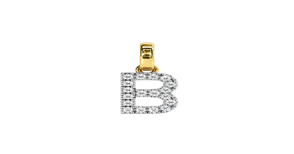 9ct Gold Diamond Initial 'b' Block Pendant | Stewart Dawsons