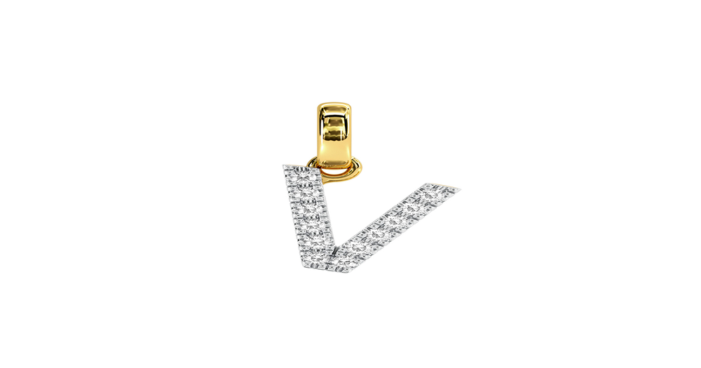 9ct Gold, Diamond Initial Pendant Letter V | Stewart Dawsons