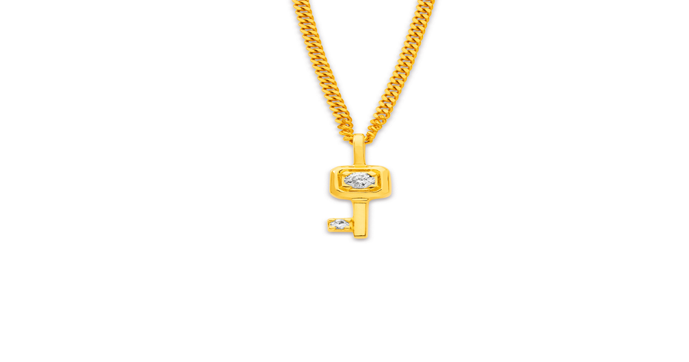 9ct Gold, Diamond Mini Key Pendant | Stewart Dawsons
