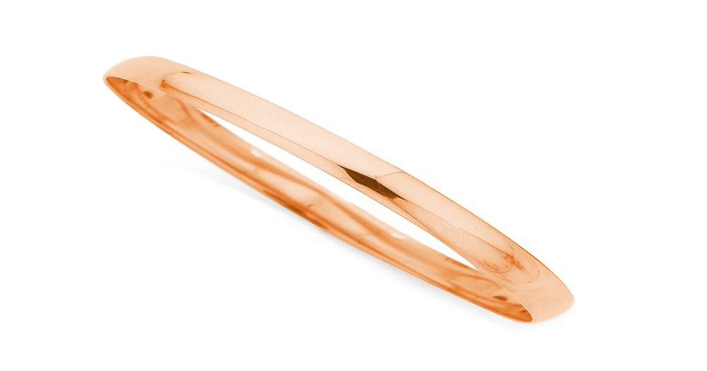 9ct Rose Gold, 6x65mm Solid Half Round Bangle | Stewart Dawsons