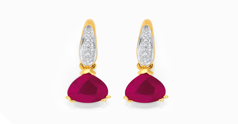 9ct, Ruby & Diamond Earrings in Red | Stewart Dawsons