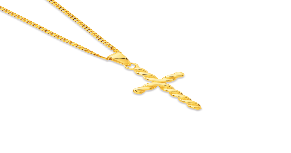 9ct Twisted Cross Pendant | Stewart Dawsons