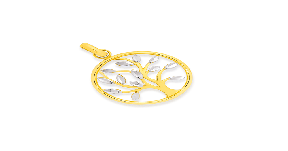 9ct Two Tone, Tree Of Life Circle Pendant | Stewart Dawsons