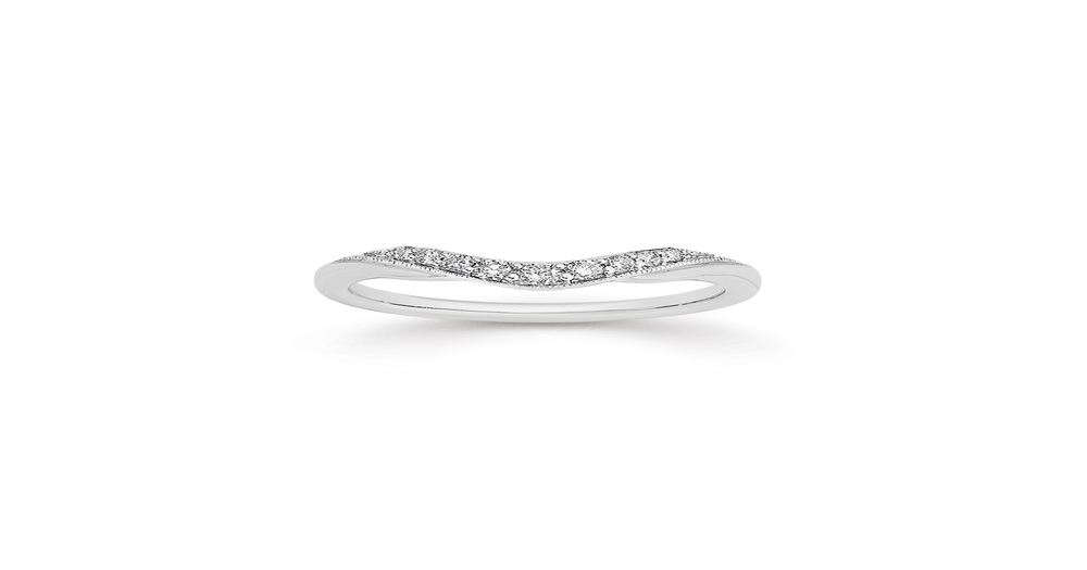 9ct White Gold Diamond Curved Band | Stewart Dawsons