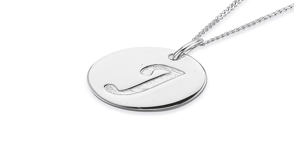 Initial J Letter Pendant In Sterling Silver | Stewart Dawsons