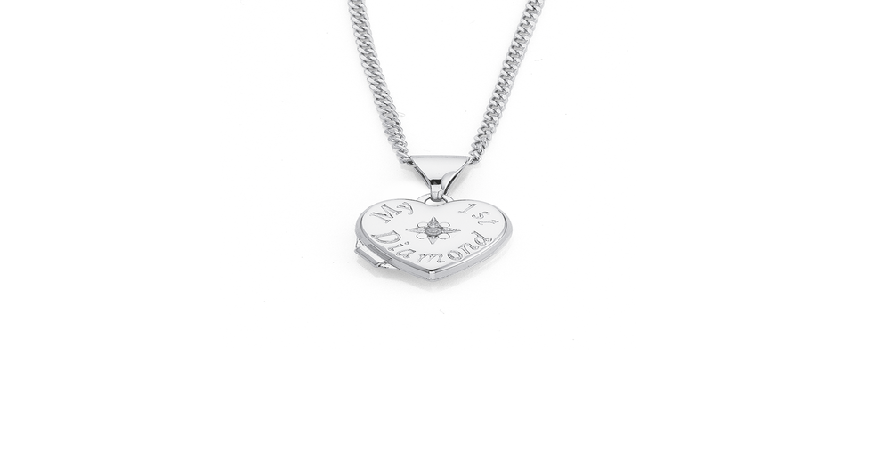 Sterling Silver My First Diamond Locket in White | Stewart Dawsons
