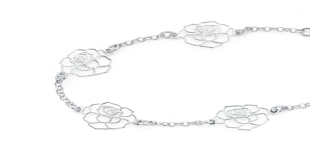 Sterling Silver Open Roses Bracelet | Stewart Dawsons