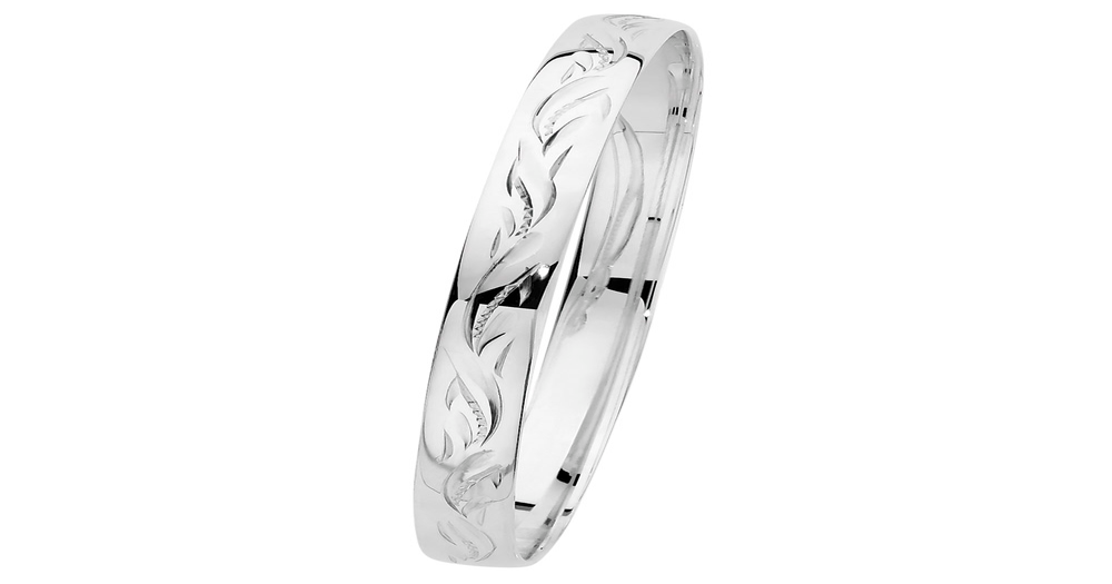Sterling Silver Solid Engraved Bangle 65mm | Stewart Dawsons
